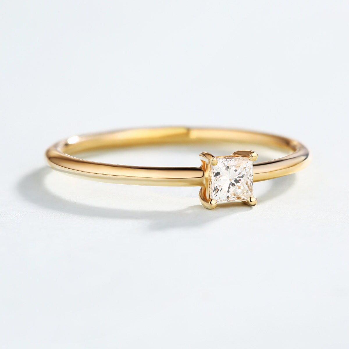 Simple Solitaire Engagement Ring Princess Cut Minimalist | Etsy