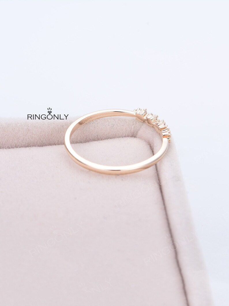 Vintage Wedding Band Unique Stacking Ring Rose Gold Dainty - Etsy