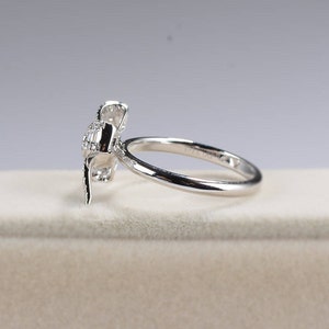 Delicate Bow Ring White Gold Alternative Diamond Dainty Baguette ...