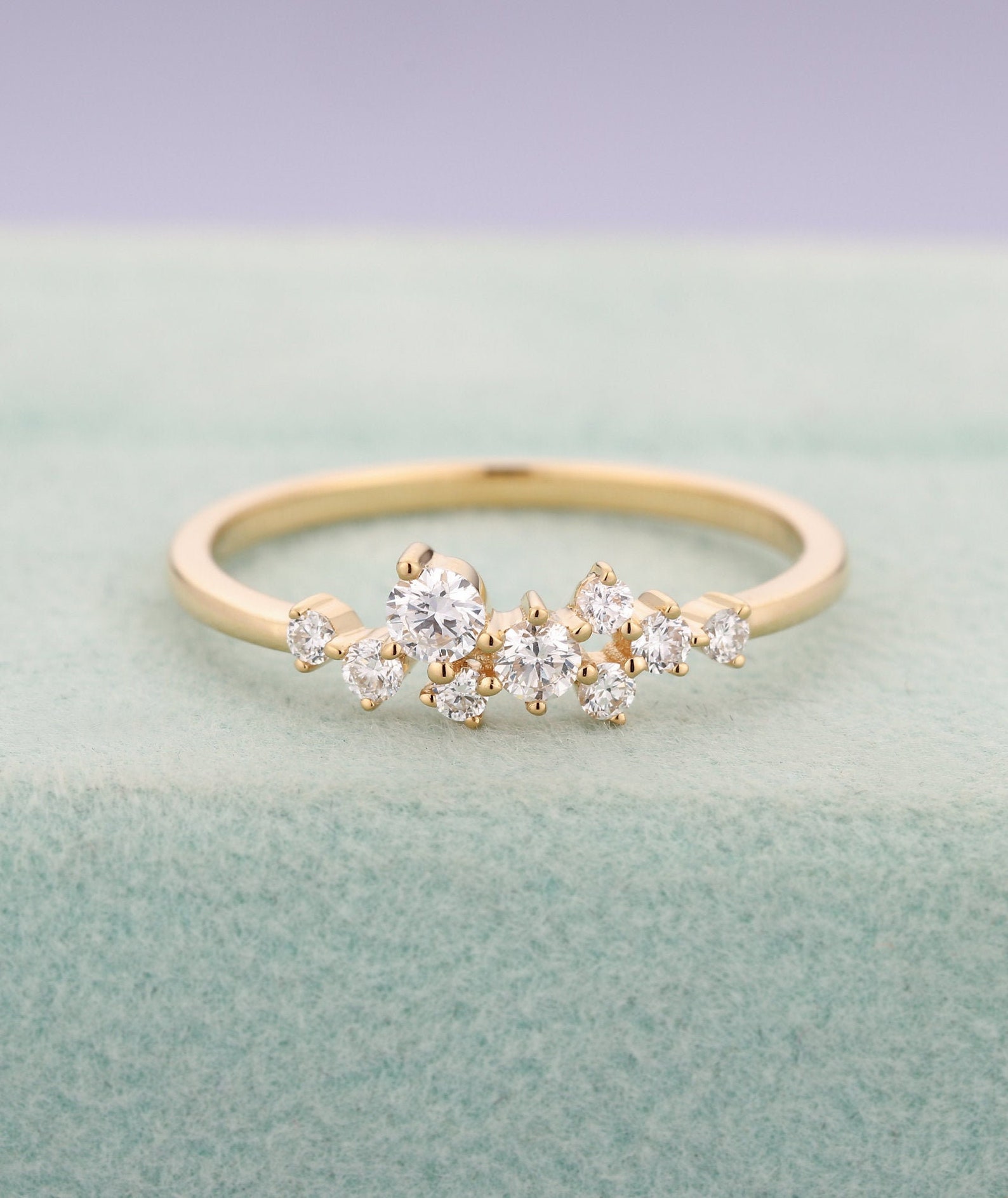 Vintage Cluster Diamond Ring Unique Engagement Ring Art Deco - Etsy