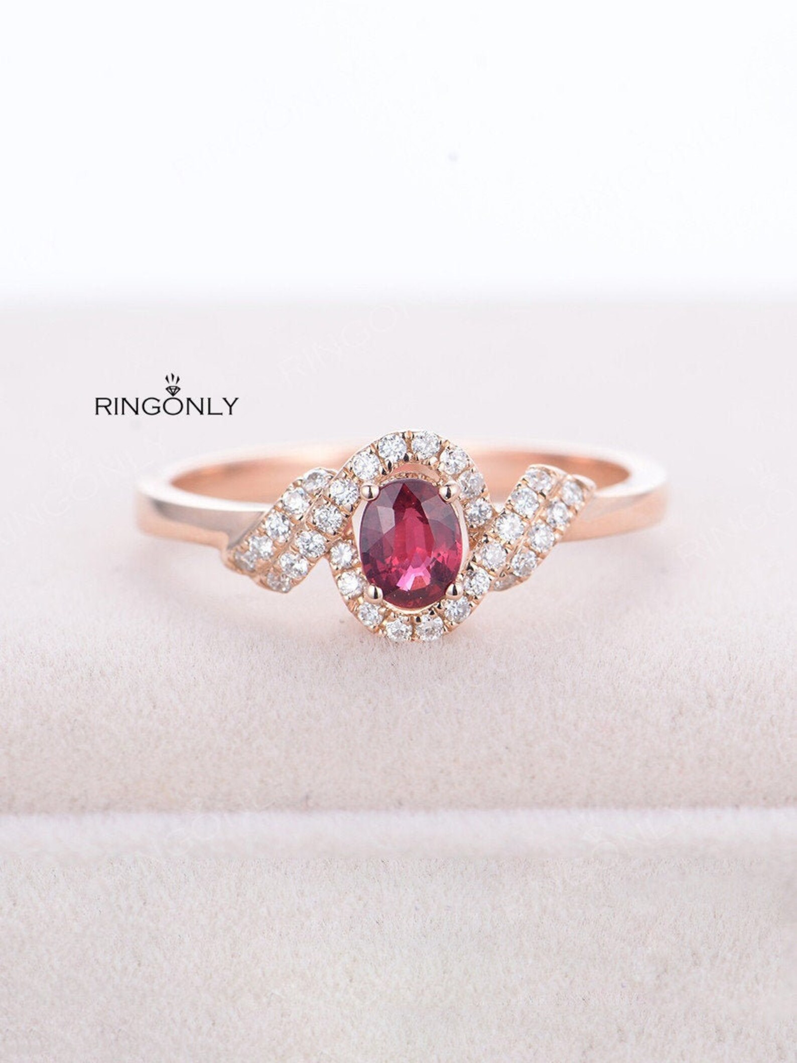 Ruby engagement ring Art deco Vintage Flower Women Wedding 14K | Etsy