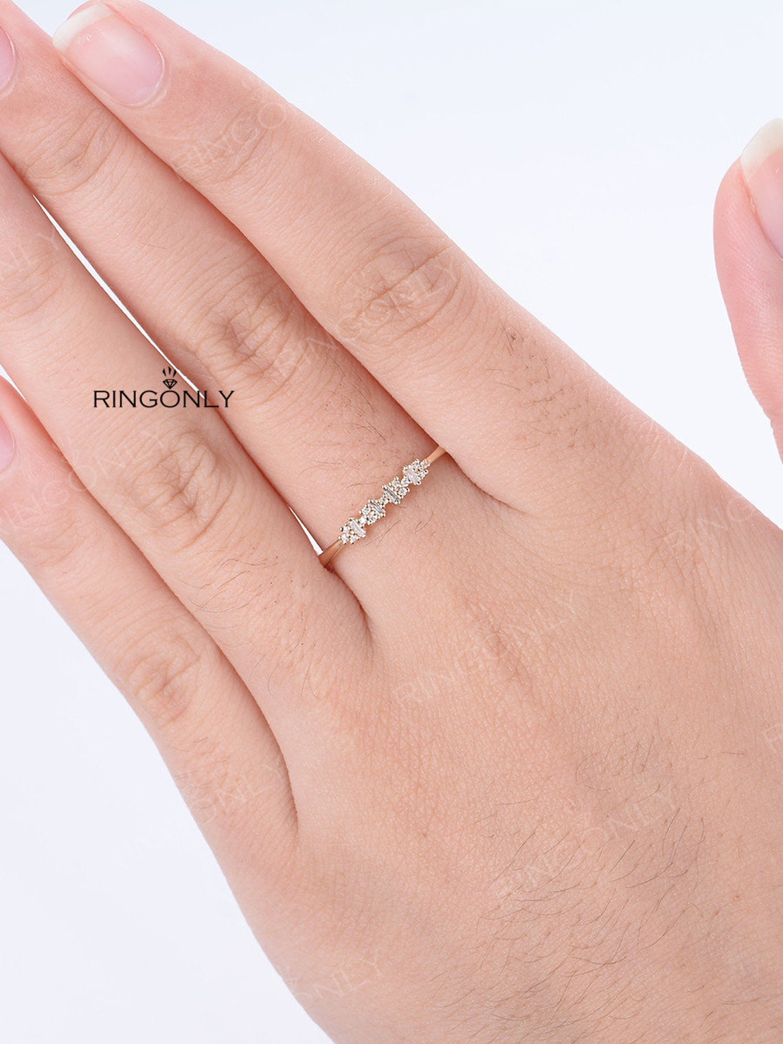 Vintage Wedding Band Unique Stacking ring rose Gold Dainty | Etsy