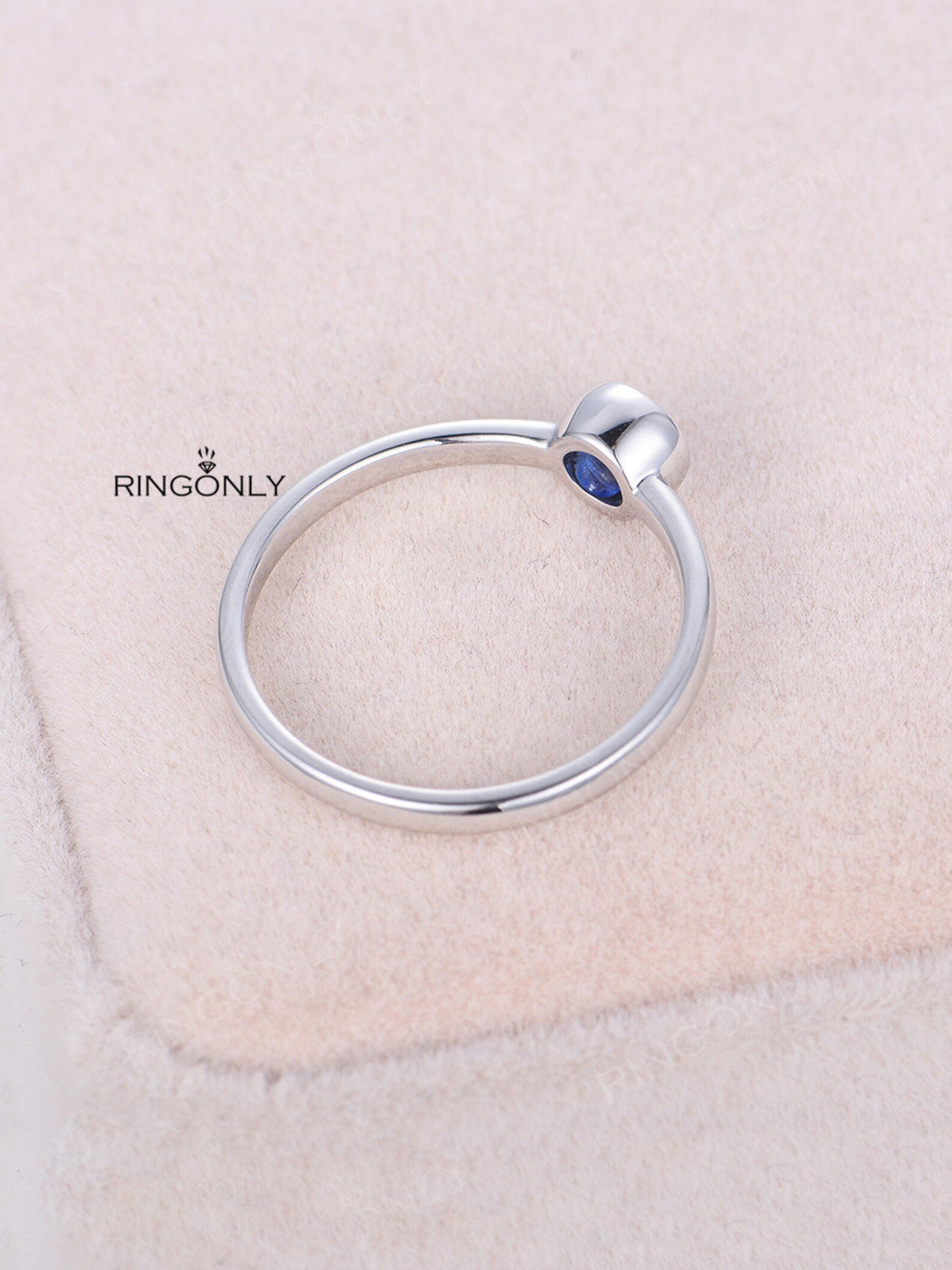 Minimalist Blue Sapphire Engagement Ring 14K 18K White Gold - Etsy
