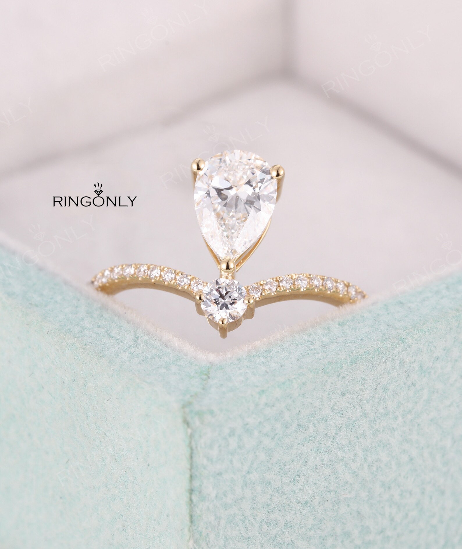 Rose Gold Engagement Ring Women With a Pear Shaped Cut - Etsy