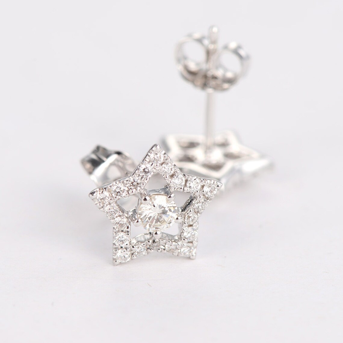 Diamond Earring Beautiful Star Shaped Diamond Earring White | Etsy