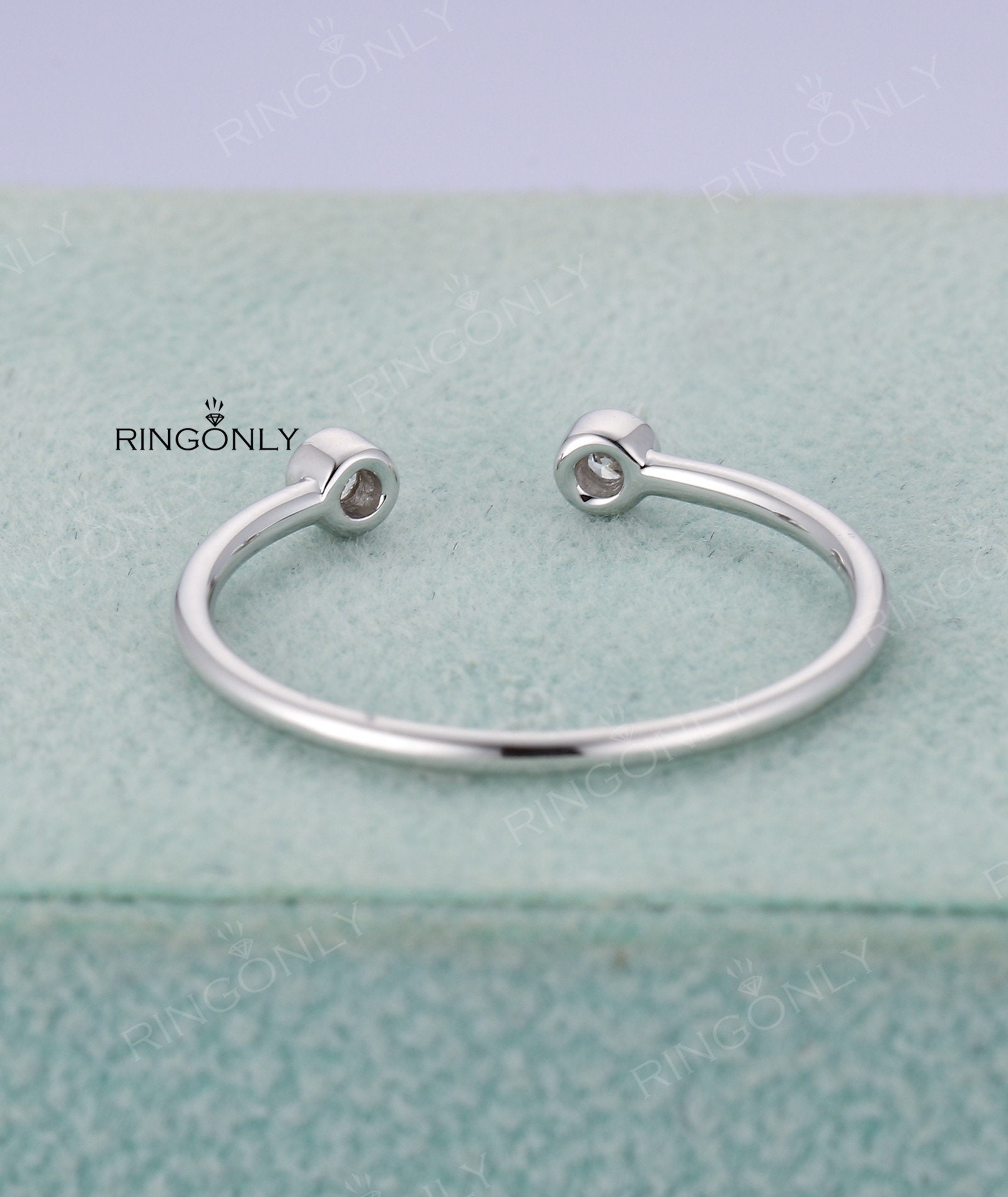 Open Diamond Wedding Band Bezel Set Simple Diamond Ring 14K | Etsy