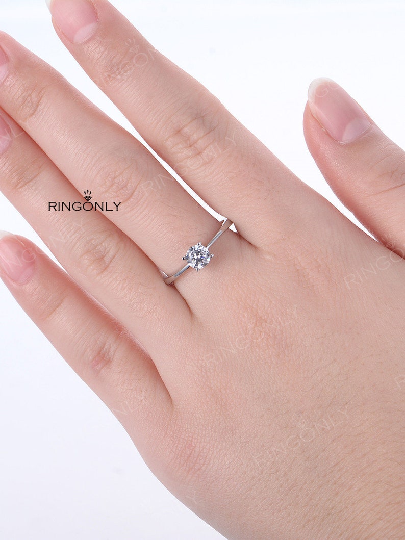 Moissanite engagement ring Solitaire engagement ring Women | Etsy
