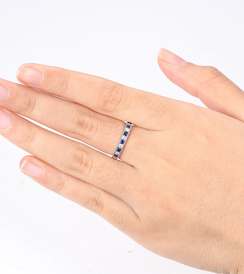Unique Wedding Band Women Antique Stacking Birthstone White - Etsy