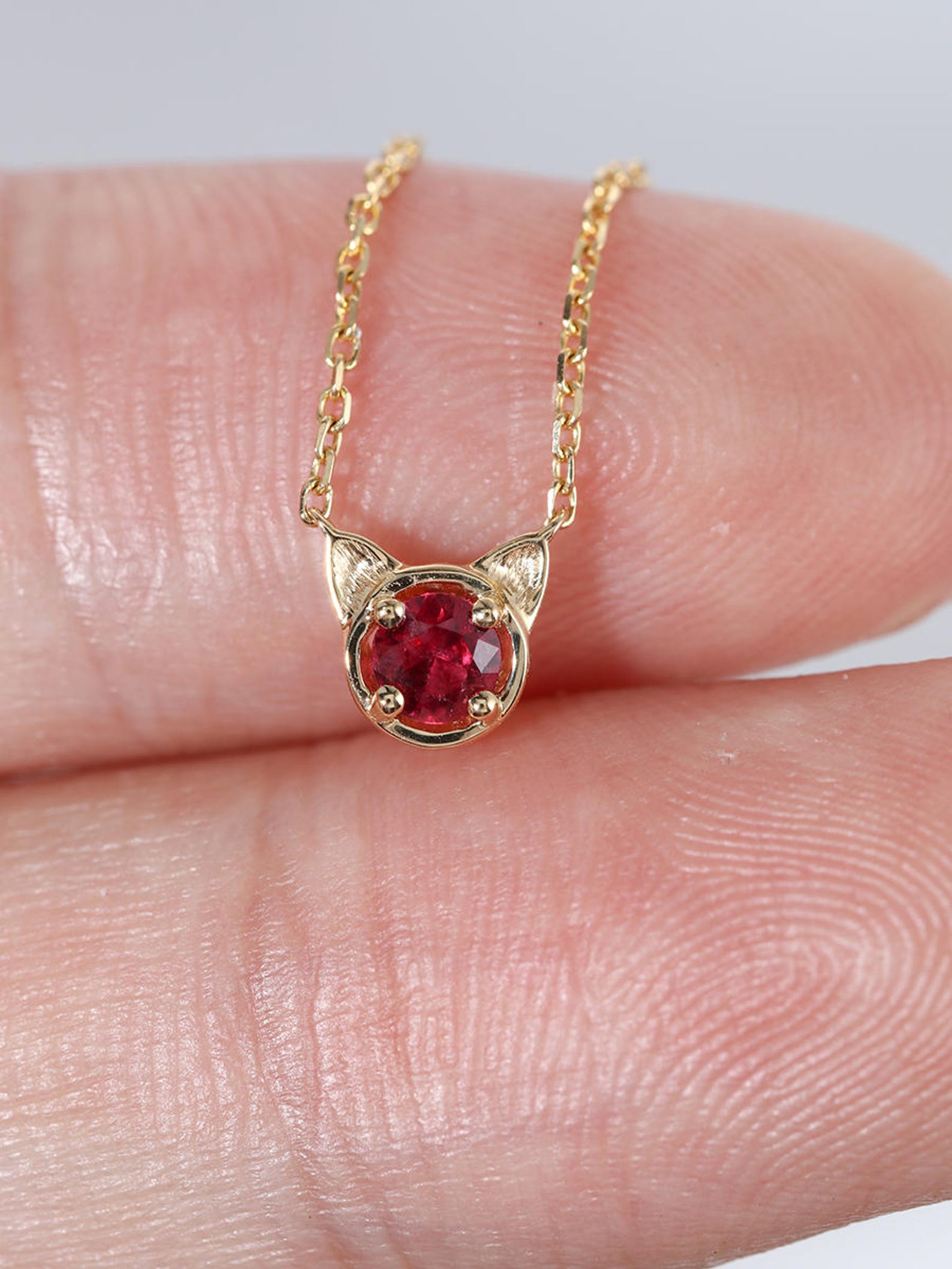 Ruby necklace gold Wedding art deco Cat necklaces for women | Etsy