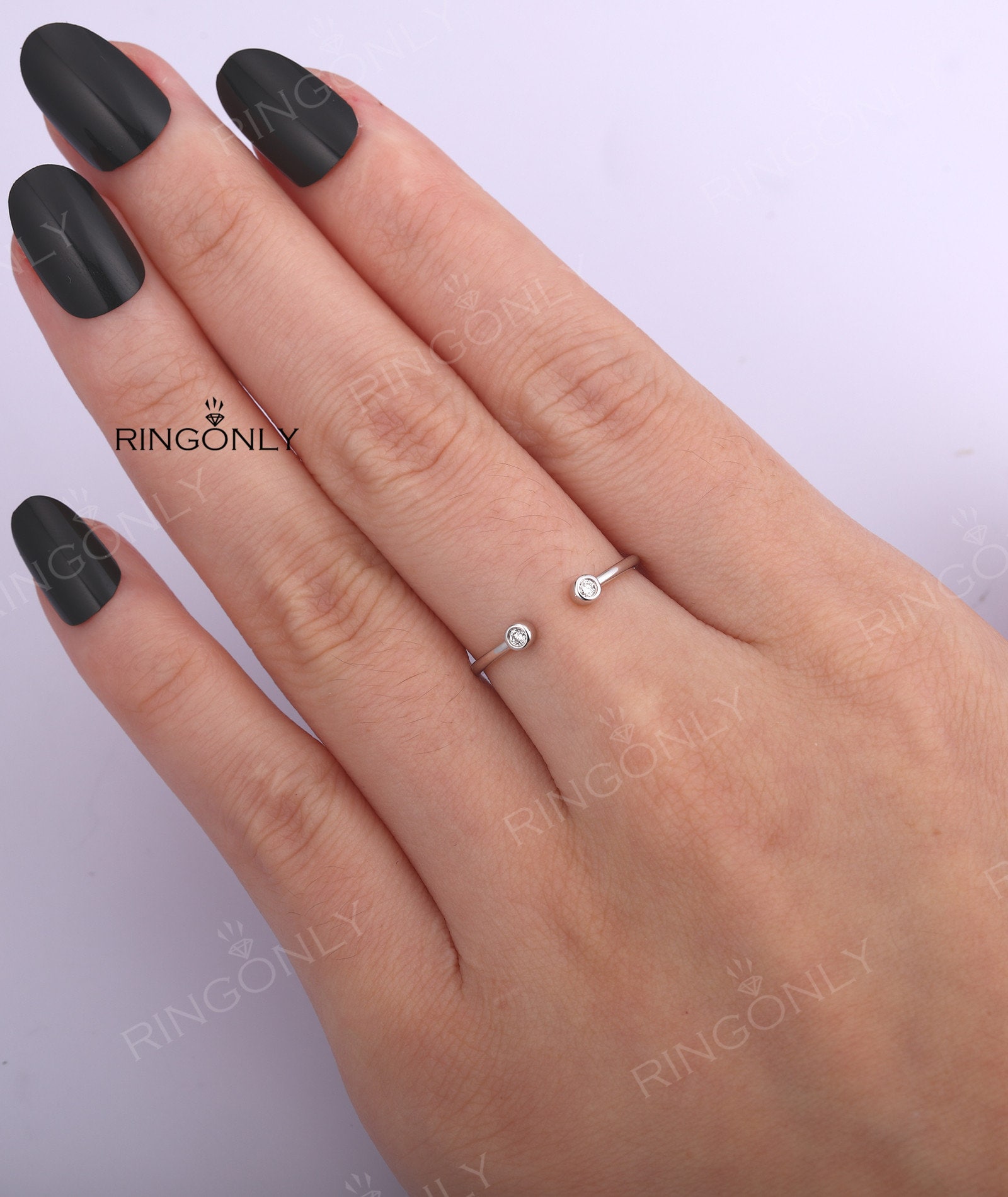 Open Diamond Wedding Band Bezel Set Simple Diamond Ring 14K | Etsy