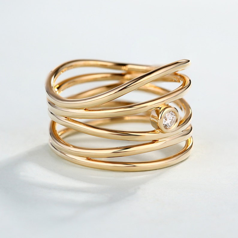 Unique Multi Row Infinity Twining Round Brilliant Diamond Ring - Etsy