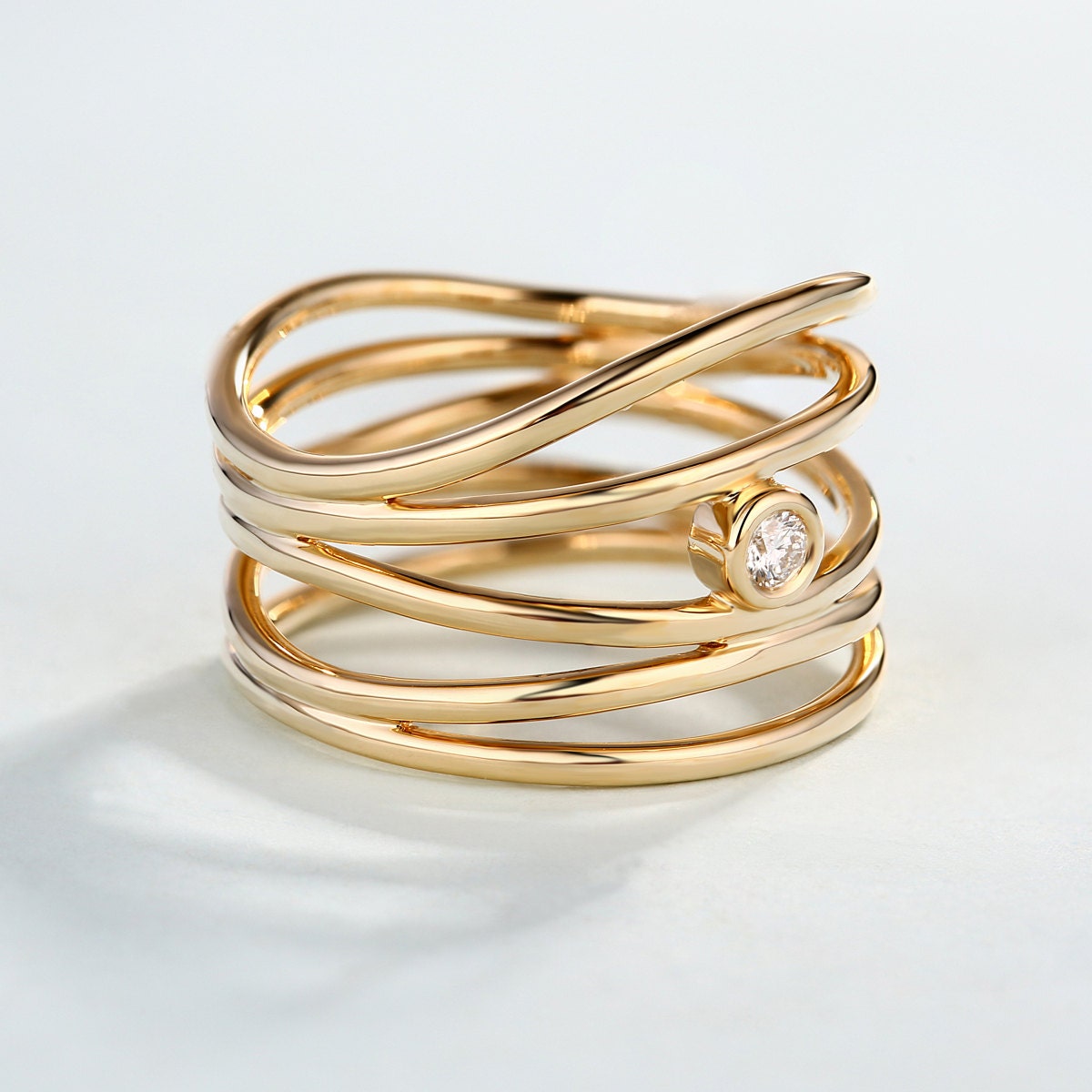 Unique Multi Row Infinity Twining Round Brilliant Diamond Ring | Etsy