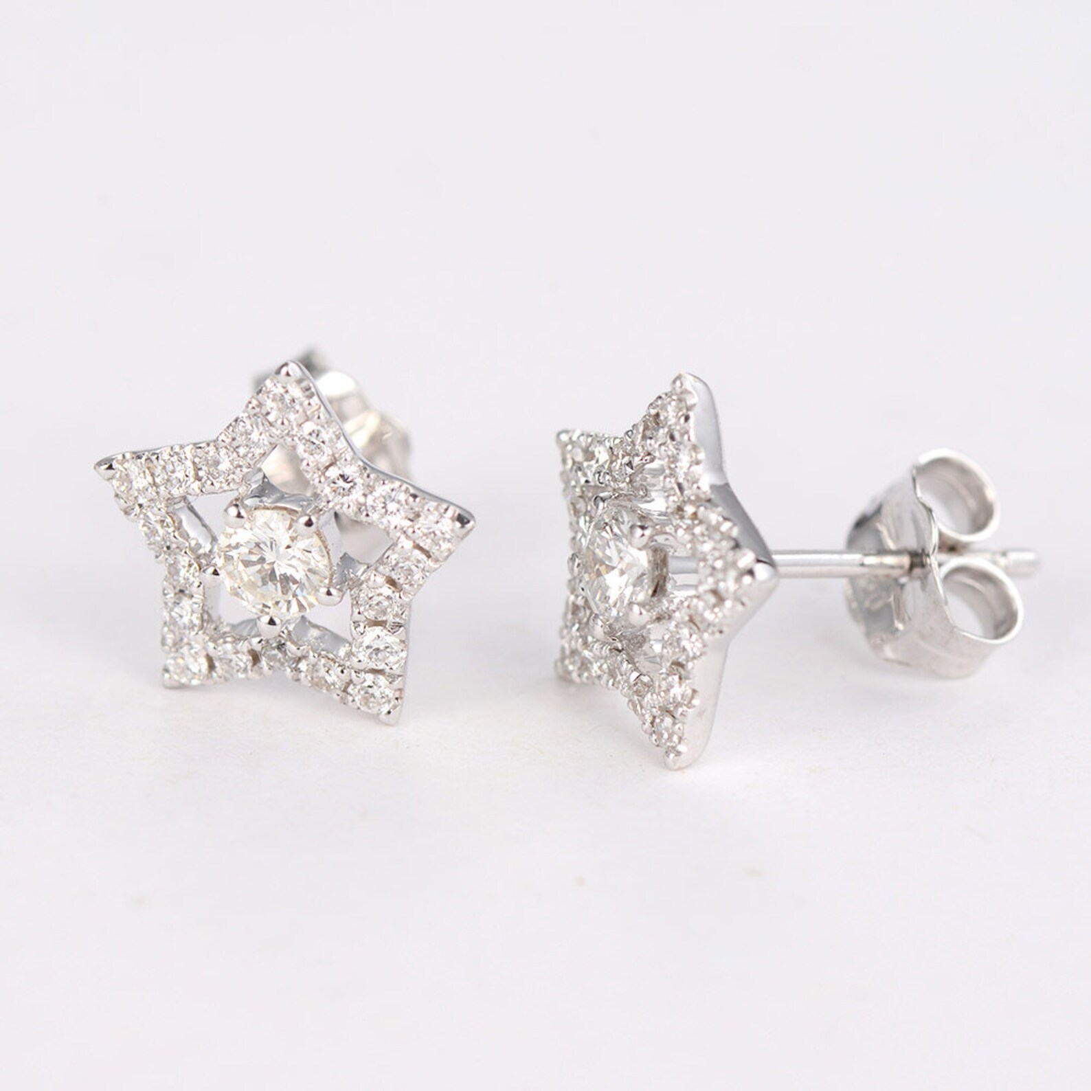 Diamond Earring Beautiful Star Shaped Diamond Earring White - Etsy