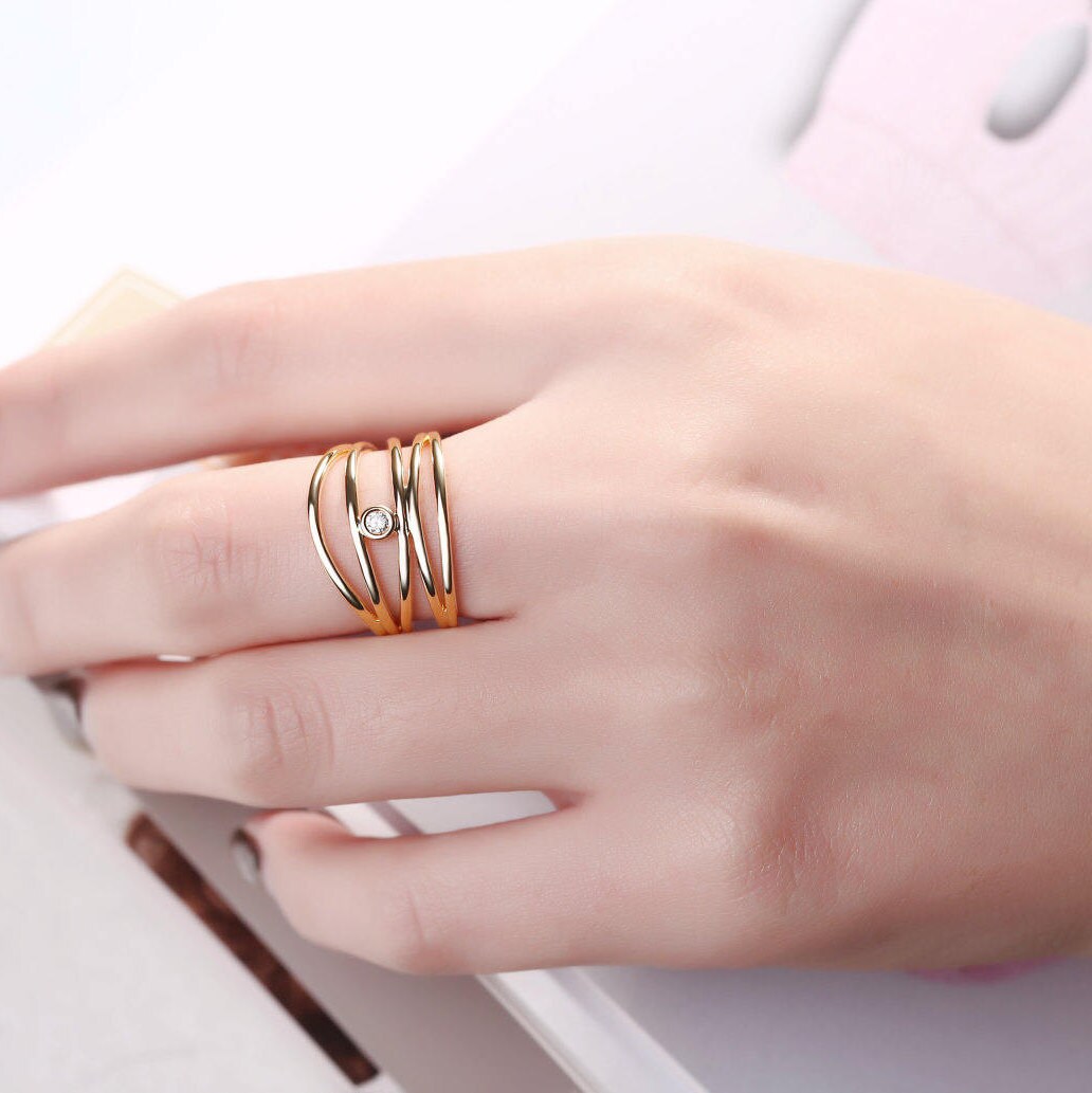 Unique Multi Row Infinity Twining Round Brilliant Diamond Ring | Etsy