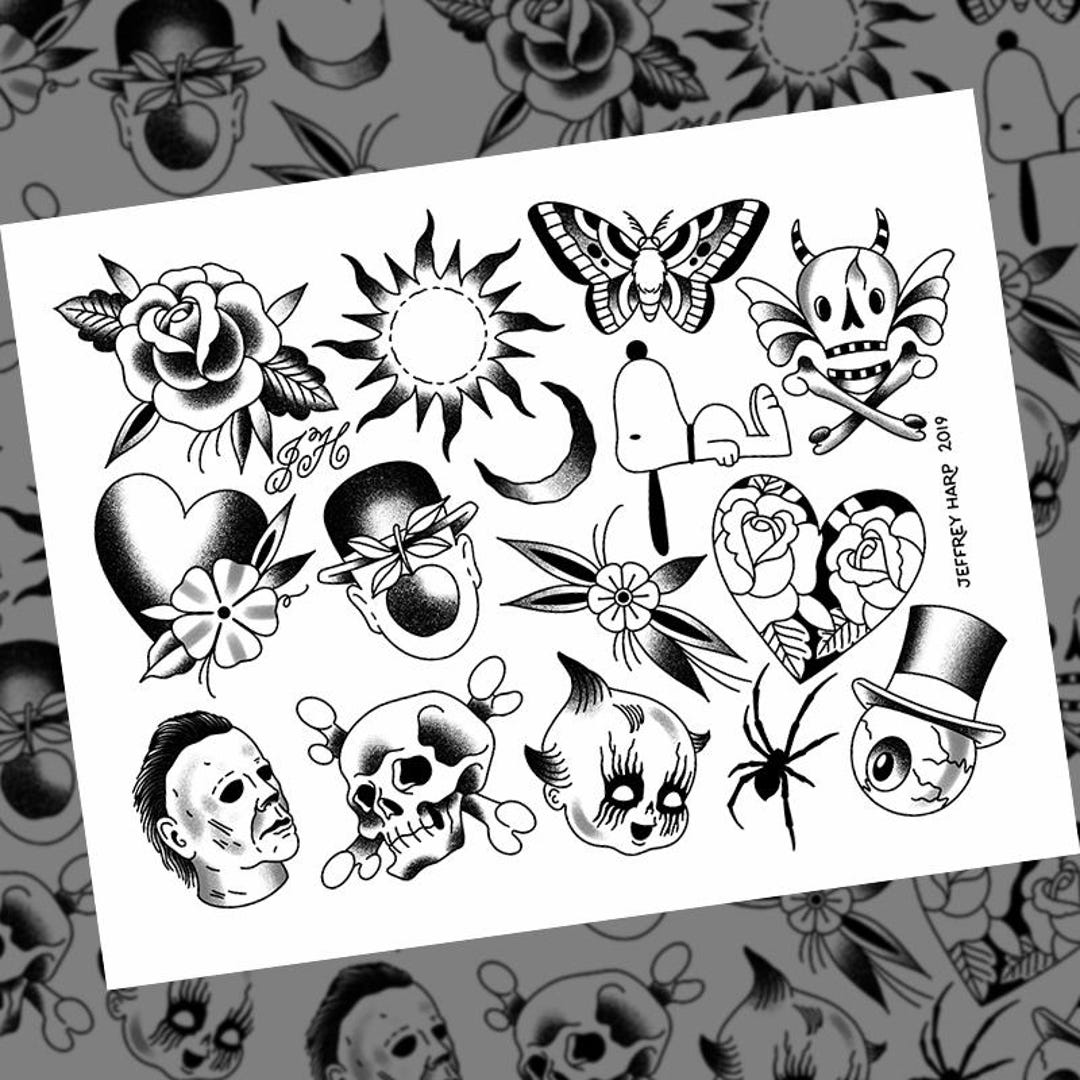 Friday the 13th Traditional Tattoo Flash 1 - Etsy