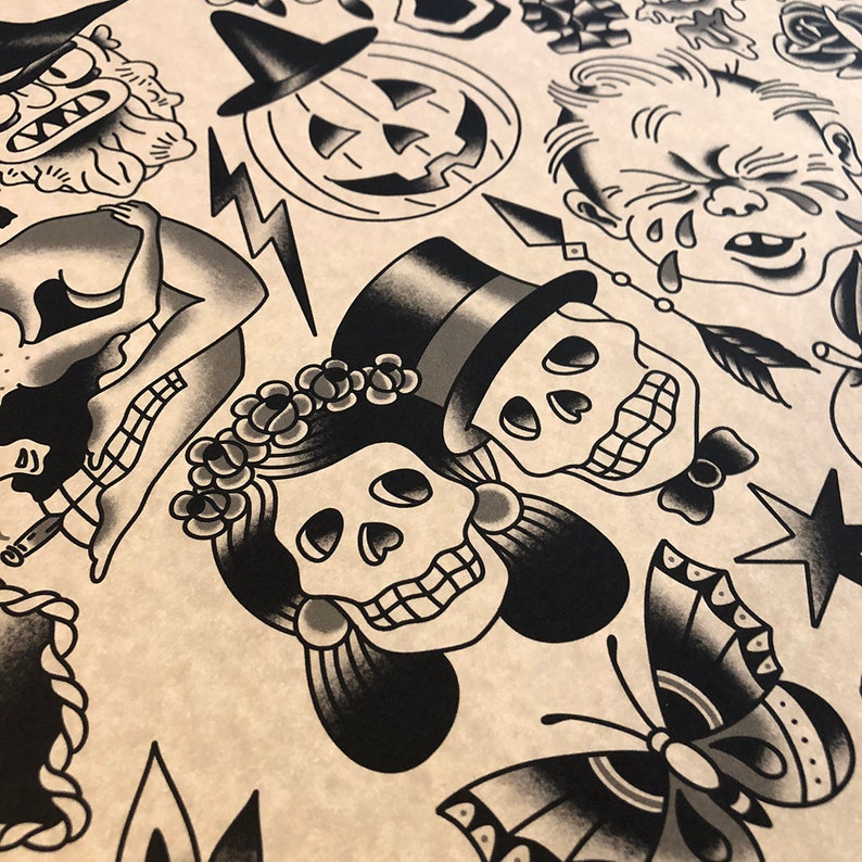 2018 Halloween Tattoo Flash Sheet One | Etsy
