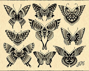 Moths Tattoo Flash Sheet Moth/ Butterfly Tattoo Designs Insect ...