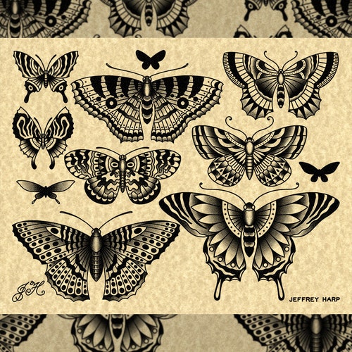 Moths Tattoo Flash Sheet Moth/ Butterfly Tattoo Designs - Etsy