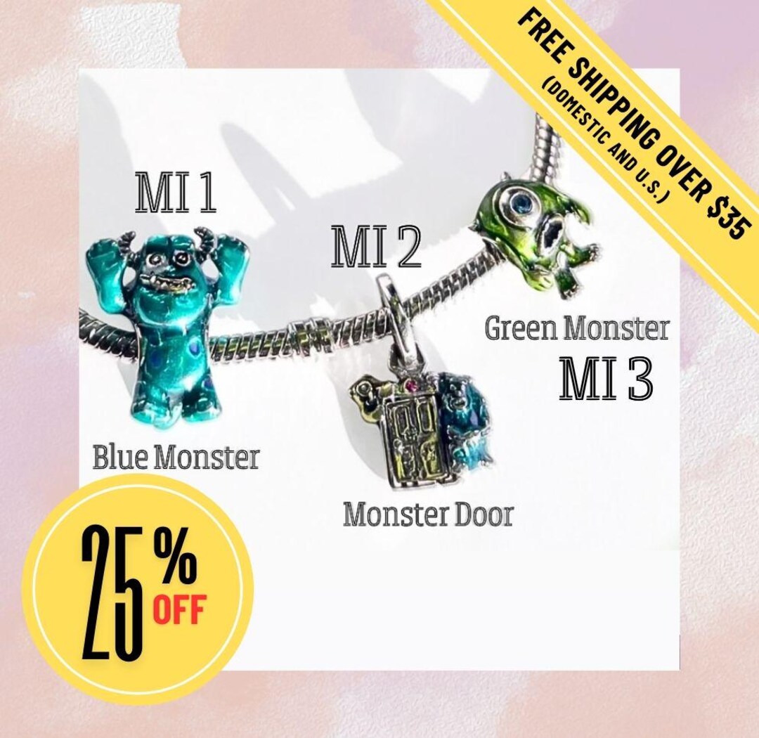 Monster Bracelet Charms | 925 Sterling Silver, Charm for Pandora ...