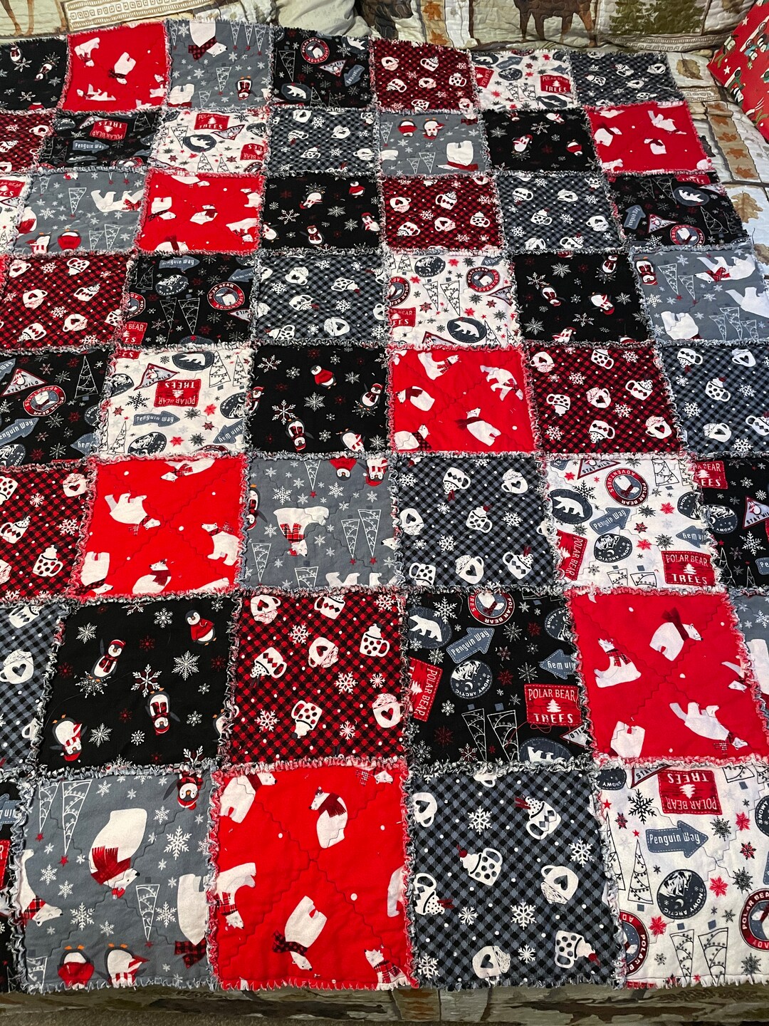 Red & Black and Soft and Comfy Rag Quilt for Winter - Etsy
