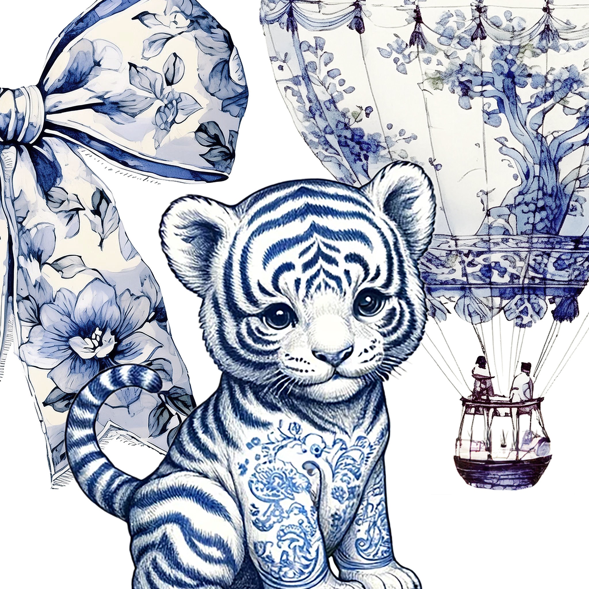Blue Baby Safari Toile Clipart, INSTANT DOWNLOAD, Toile De Jouy Clip ...