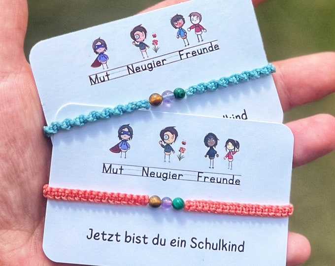 Mutmacher Mama & Tochter Armband Einschulung Geschenk Schulkind Armband Karte zum Schulstart ...