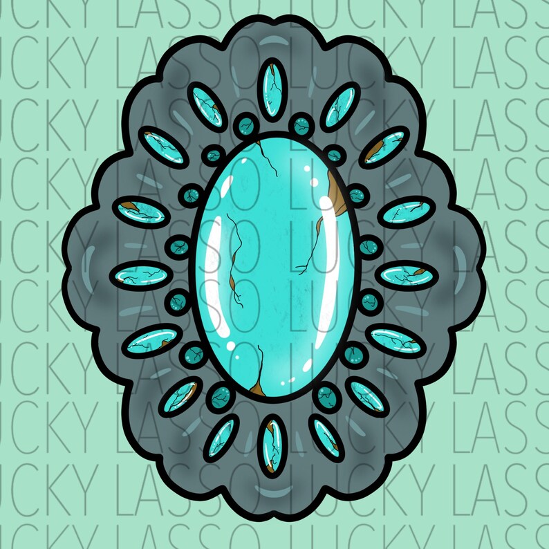 Turquoise Concho Digital Design - Etsy