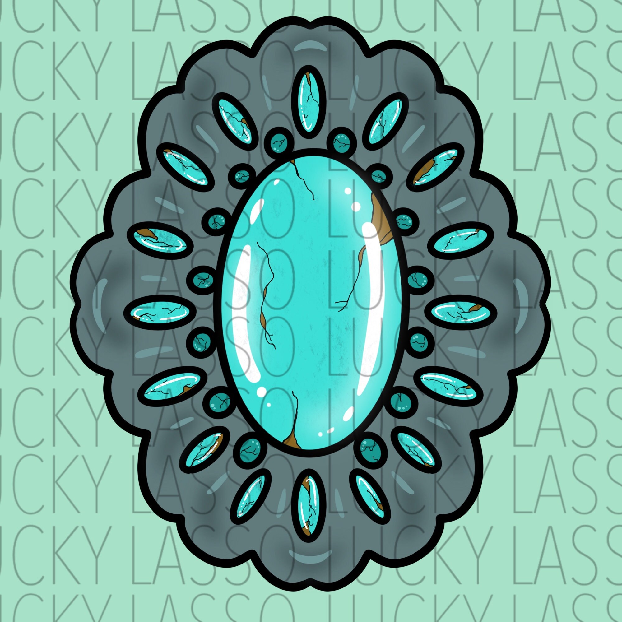 Turquoise Concho Digital Design - Etsy