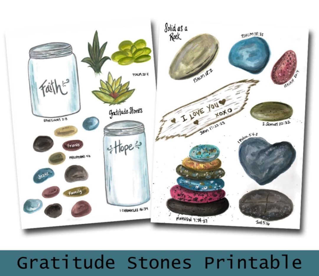 Gratitude Stones Digital Printable Set - Etsy