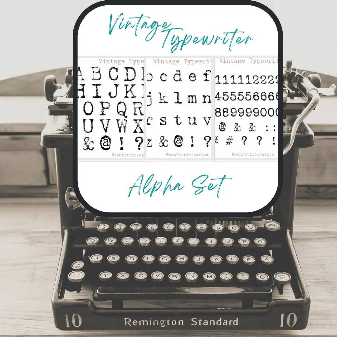 Vintage Typewriter Alpha Set With Numbers - Digital Download - Etsy