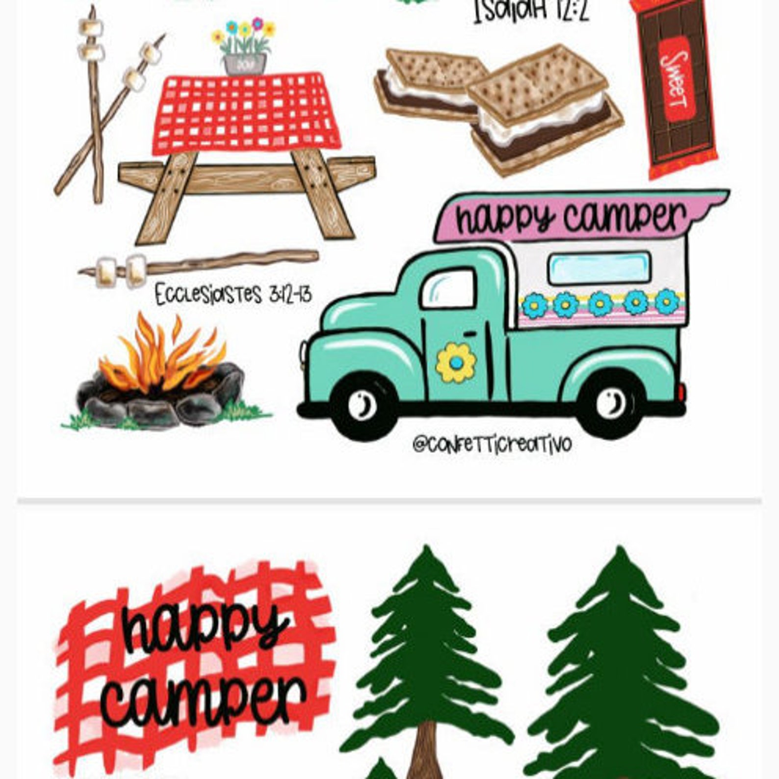Happy Camper Printable Set Digital Download Etsy