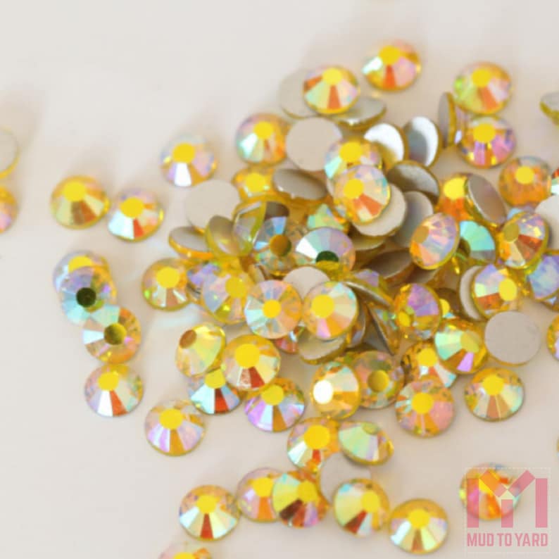 1440pcs Yellow Citrine AB Rhinestone Glass Crystal Flatback No Hotfix ...