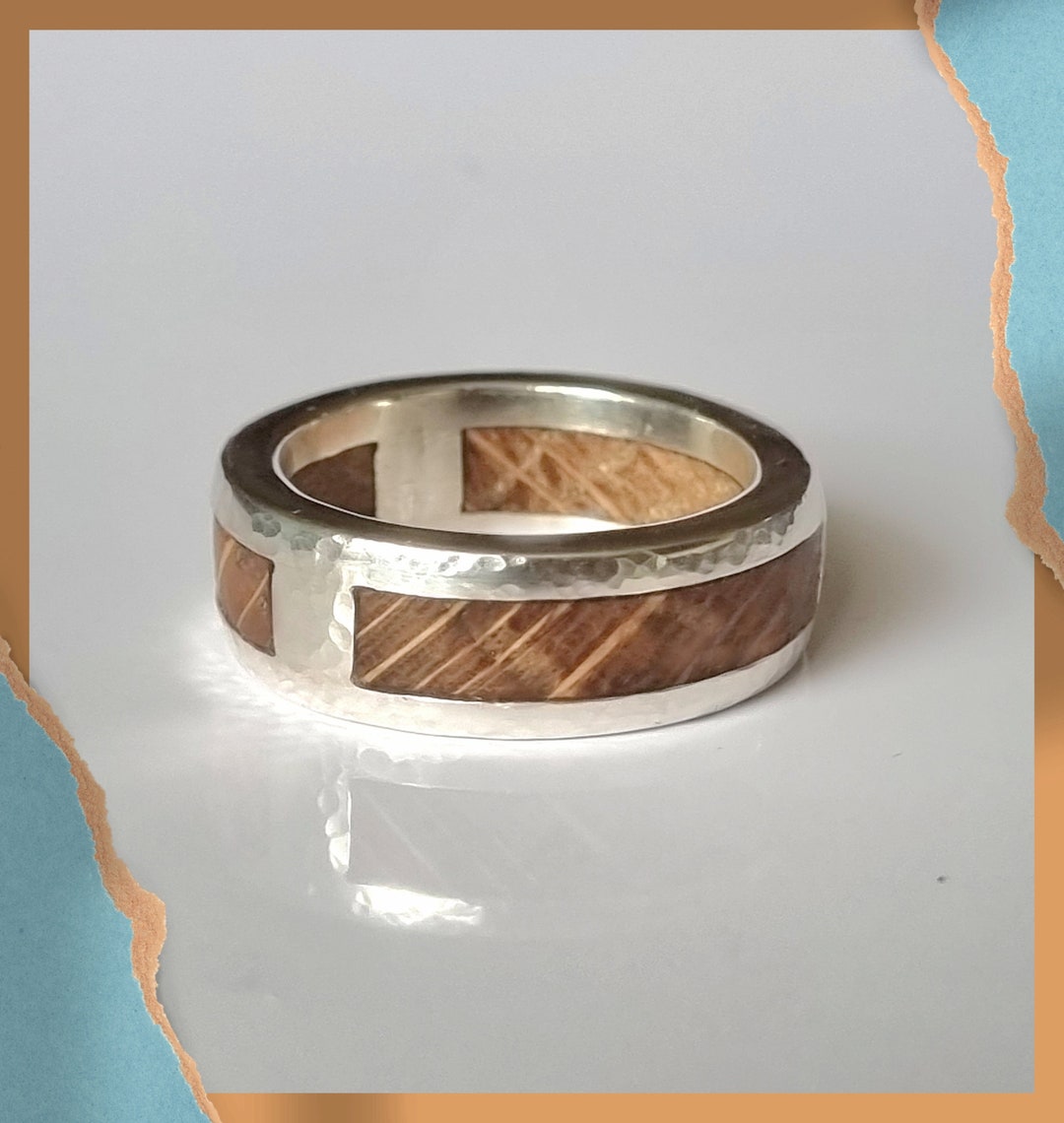 Recycled Sterling Silver and Oak Wood Ring,thick Bold Ring, Oak Wood ...