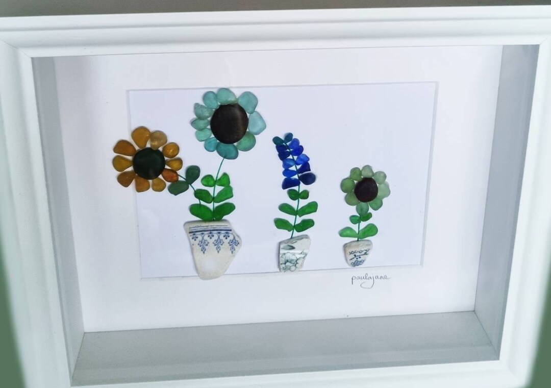 Seaham Sea Glass Art, Seaham Beach Art,sea Glass Picture, Framed Wall ...