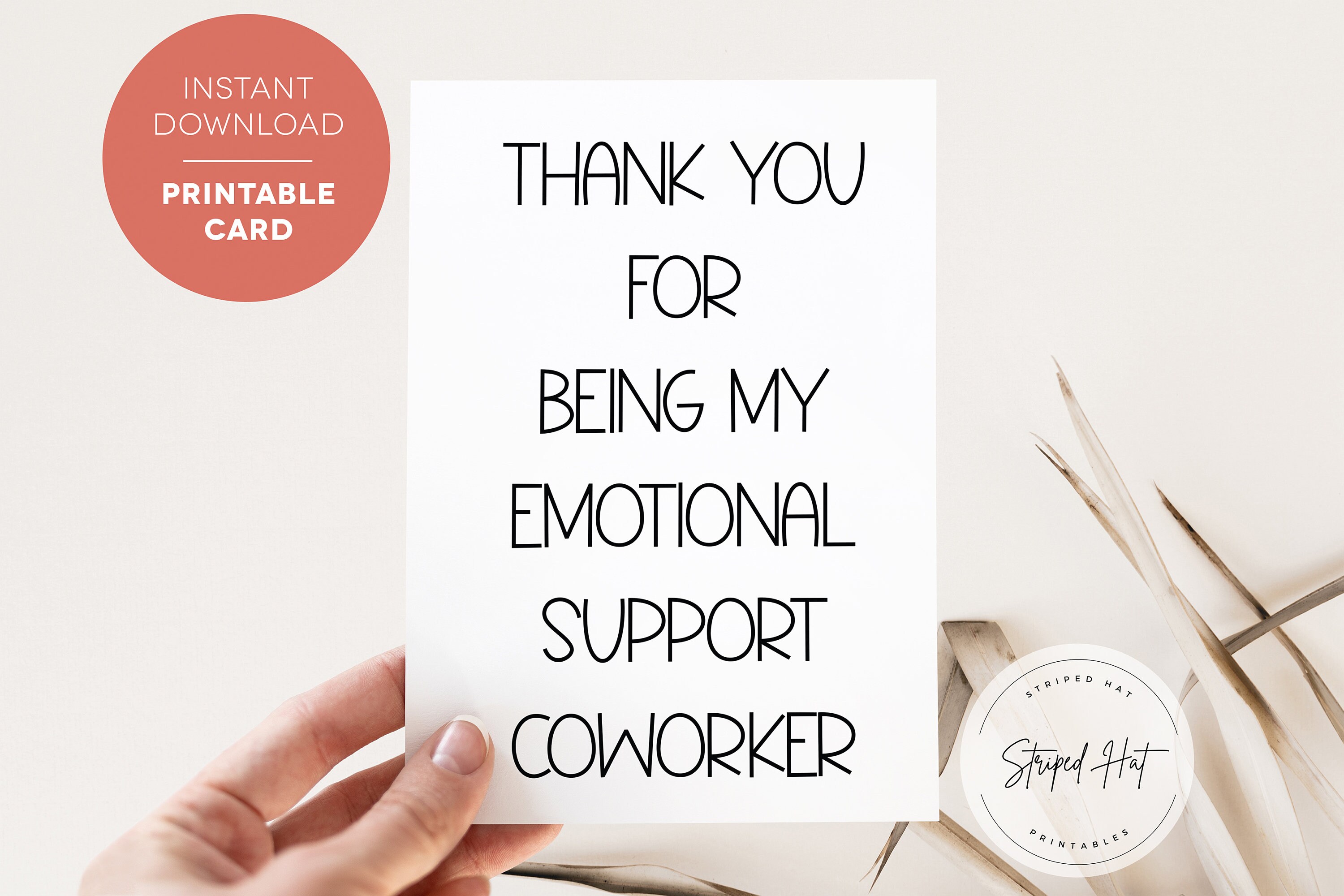 Printable Emotional Support Coworker Card, Coworker Birthday Card ...