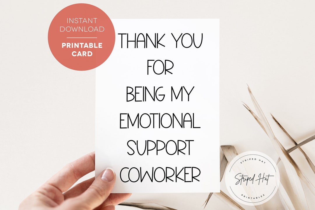 Printable Emotional Support Coworker Card, Coworker Birthday Card ...