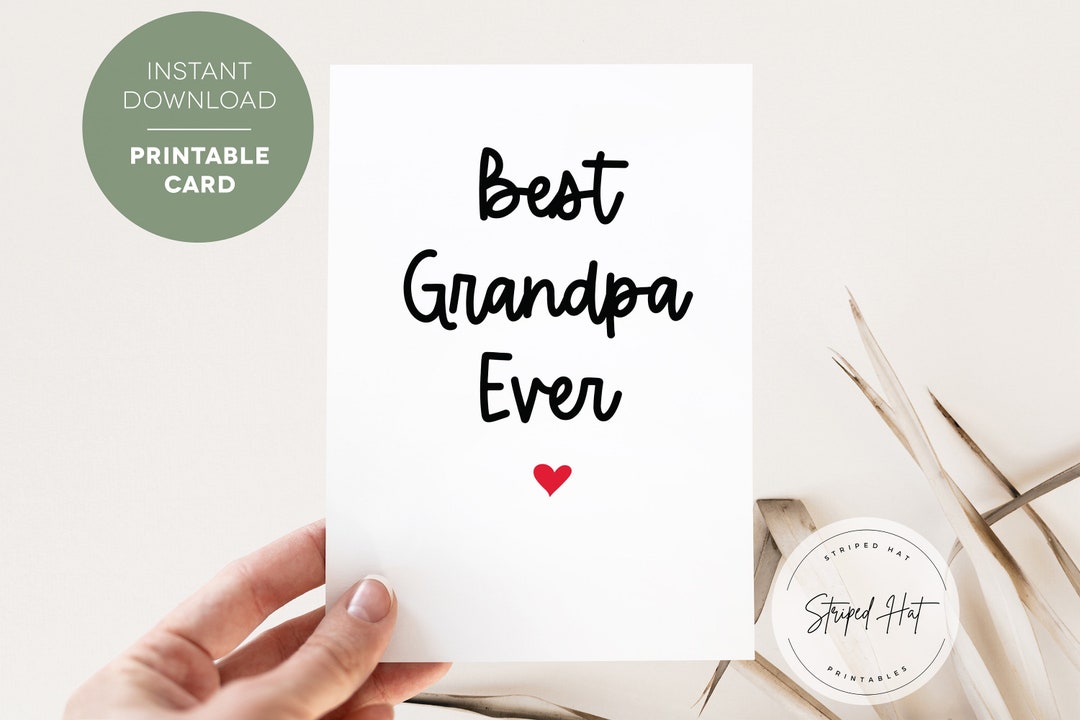 Printable Grandpa Father's Day Card, Best Grandpa Ever, Card for ...
