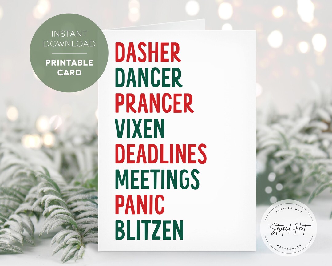 Printable Funny Work Holiday Card, Funny Coworker Card, Print at Home ...