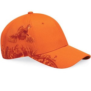 Blaze Orange Hat With Embroidered Quail in Flight Scene. Great Birthday ...