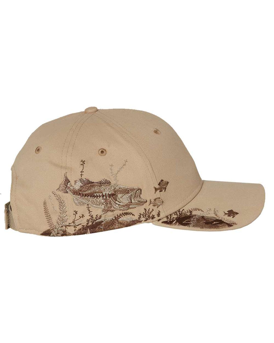 Bass - Tan Fishing Hat With Embroidered Bass Scene. Great Birthday or ...
