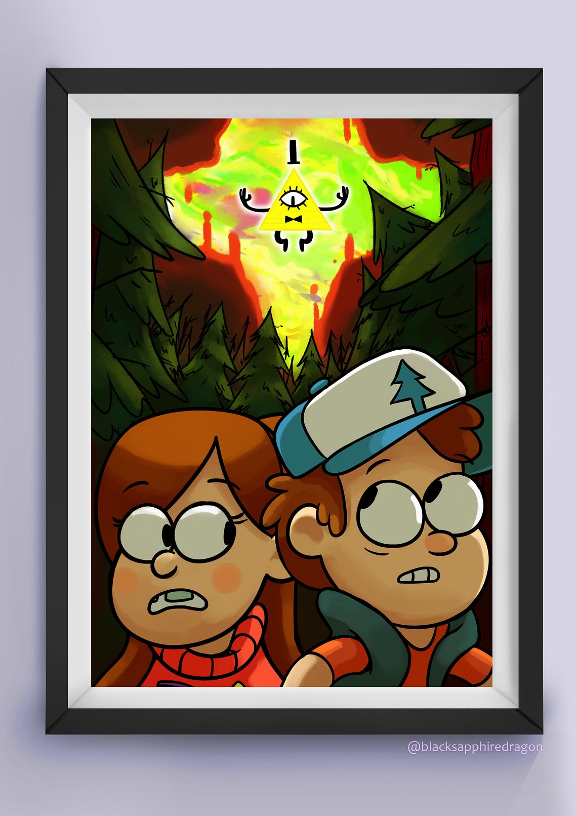 Dipper and Mabel Gravity Falls Fan Art Print A3 11.7x16.5 & A5 5.8x8.3 ...