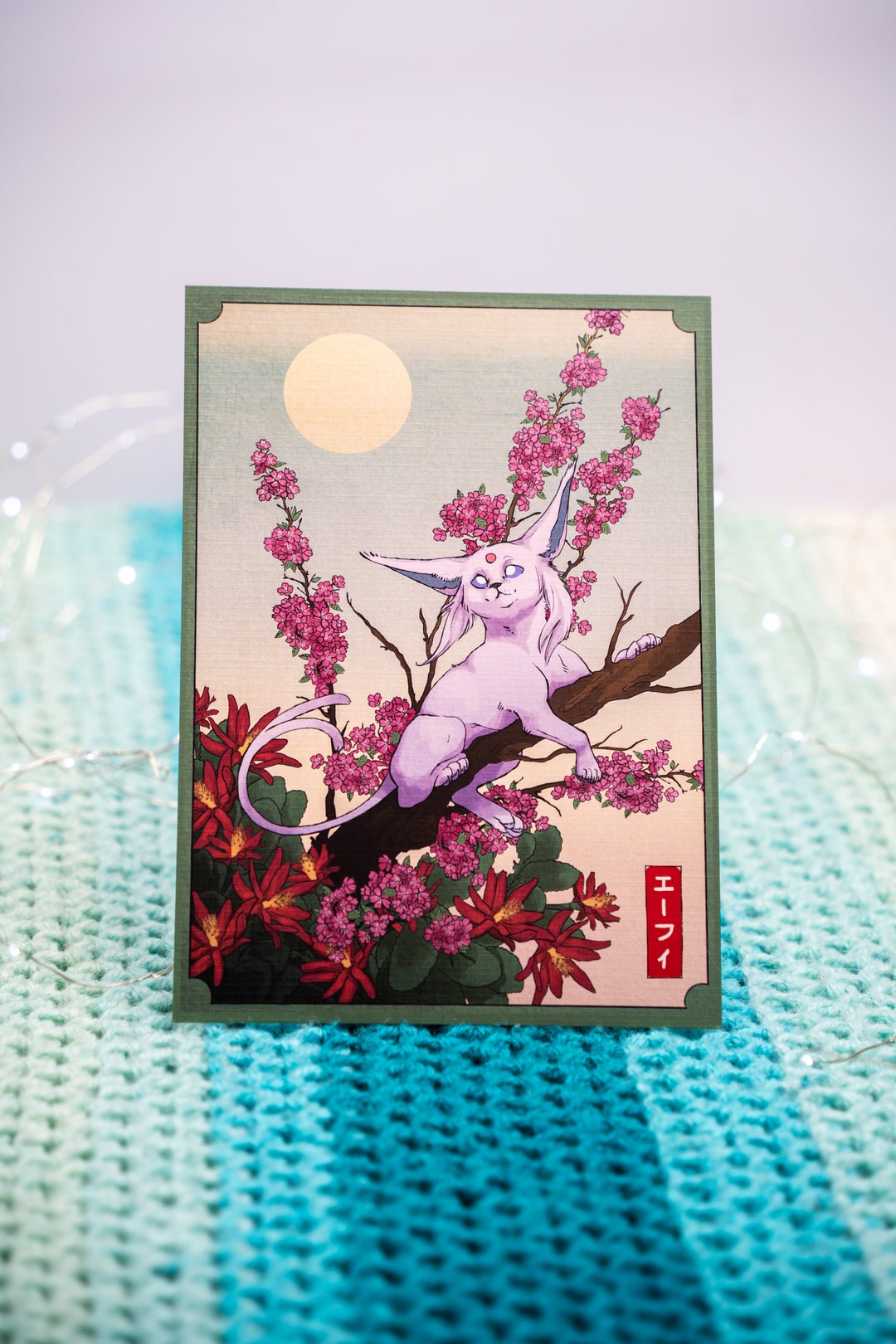 Espeon Woodblock| Pokemon | Fan Art Print | A3 - (11.7"x16.5") & A5 ...