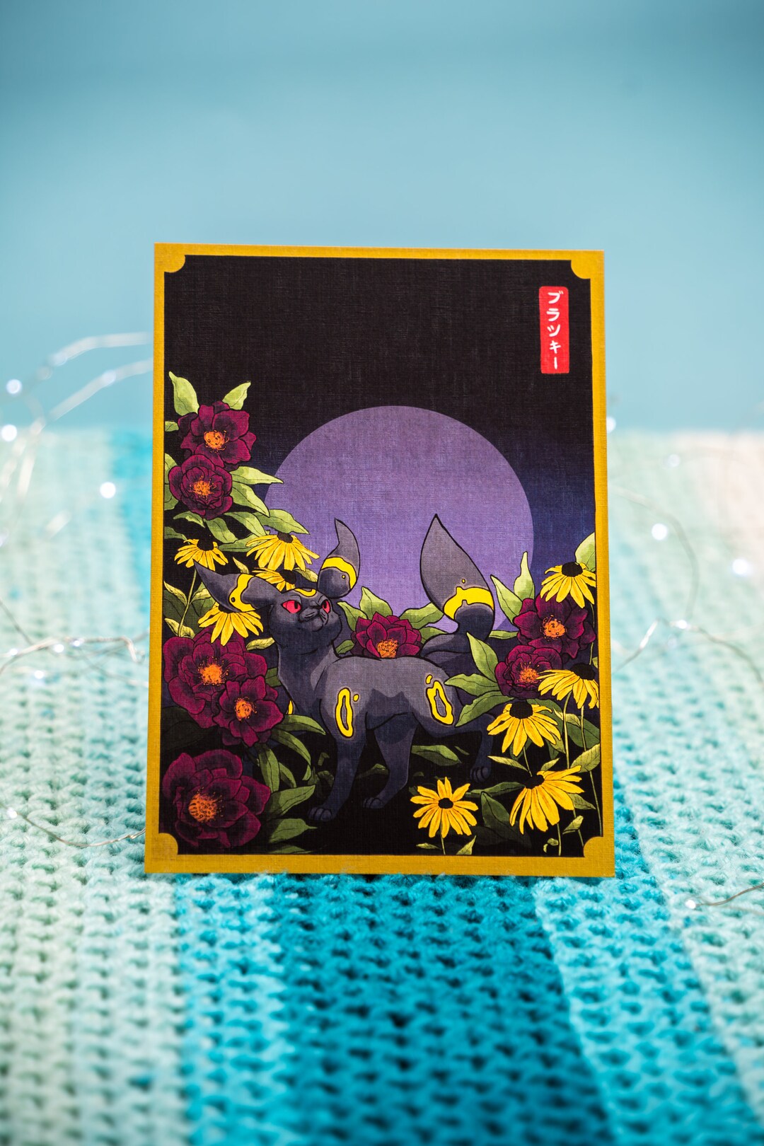 Umbreon Woodblock Pokemon Fan Art Print A3 11.7x16.5 & A5 5.8x8.3 - Etsy