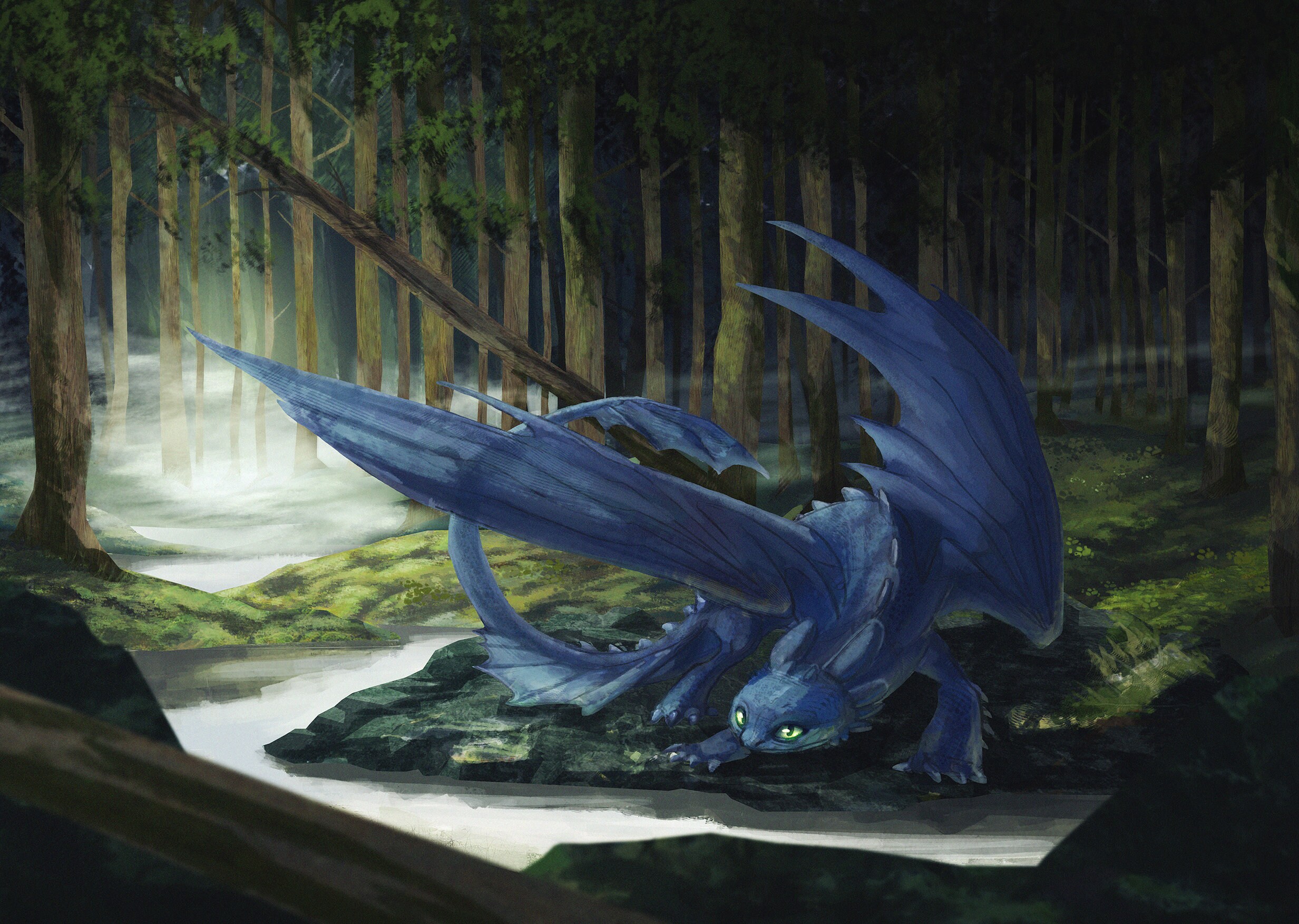 Toothless in the Forest How to Train Your Dragon Fan Art Print A3 11 ...