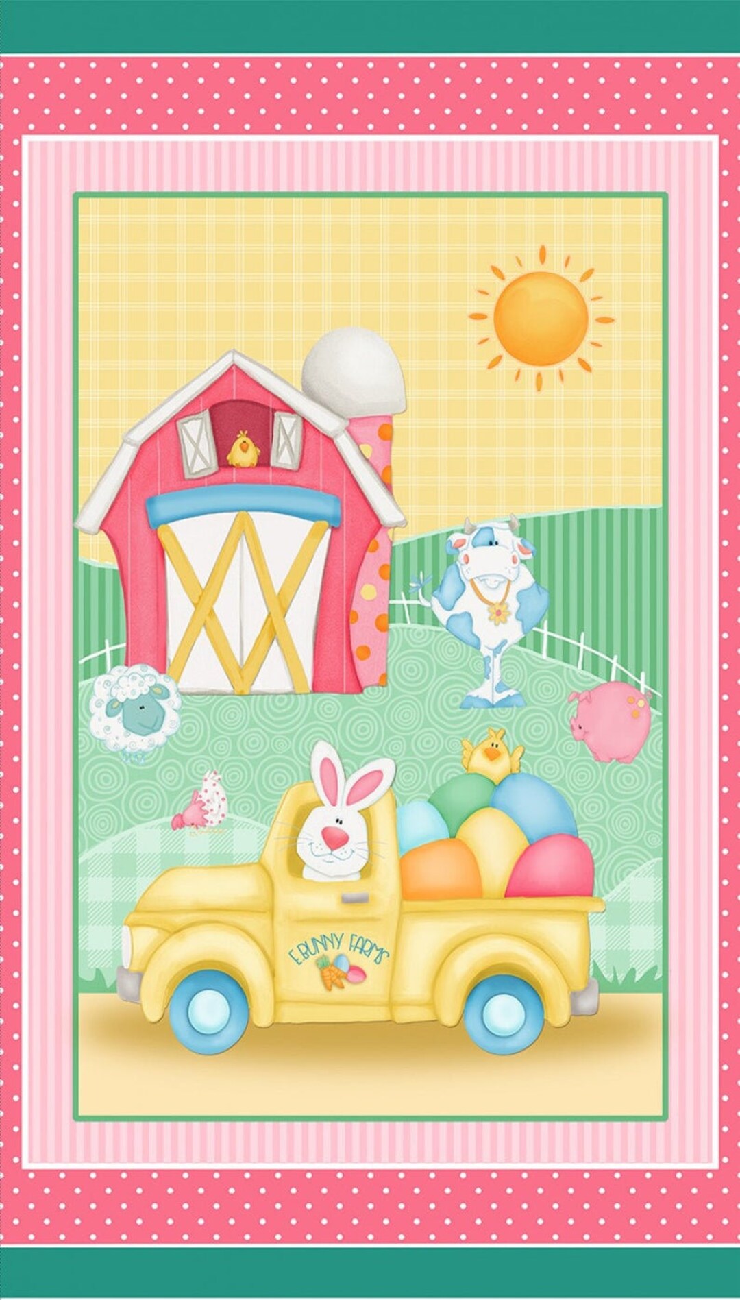 PANEL 24"x44/45" - Down on the Bunny Farm Collection by Shelly Comiskey ...