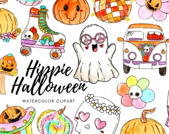 Groovy Halloween Clipart - Etsy