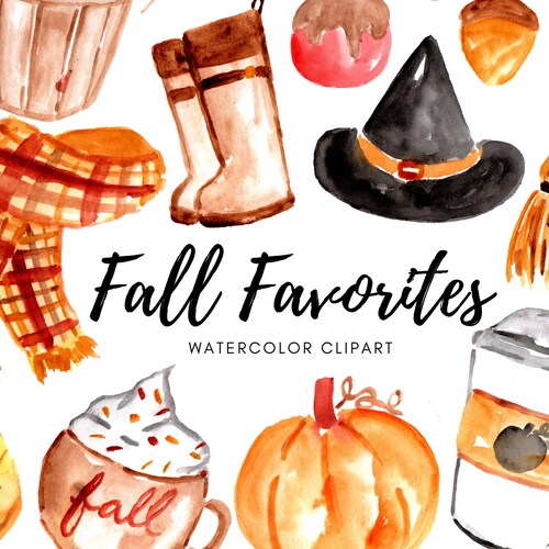 Watercolor Pumpkin Spice Clipart Fall Clipart Commercial - Etsy