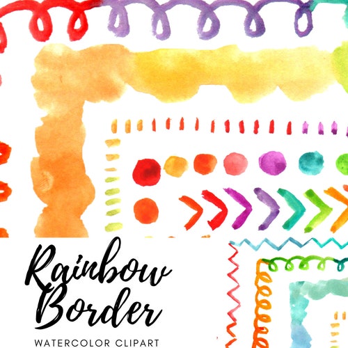 MORE Colorful Rainbow Watercolor Clipart Borders Clip Art - Etsy