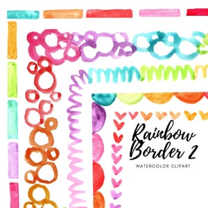 Watercolor Clipart Border Rainbow Frame Clip Art Png Frame | Etsy