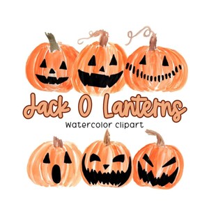 Halloween Watercolor Pumpkin Clipart, Jackolanterns, Fall Graphics ...